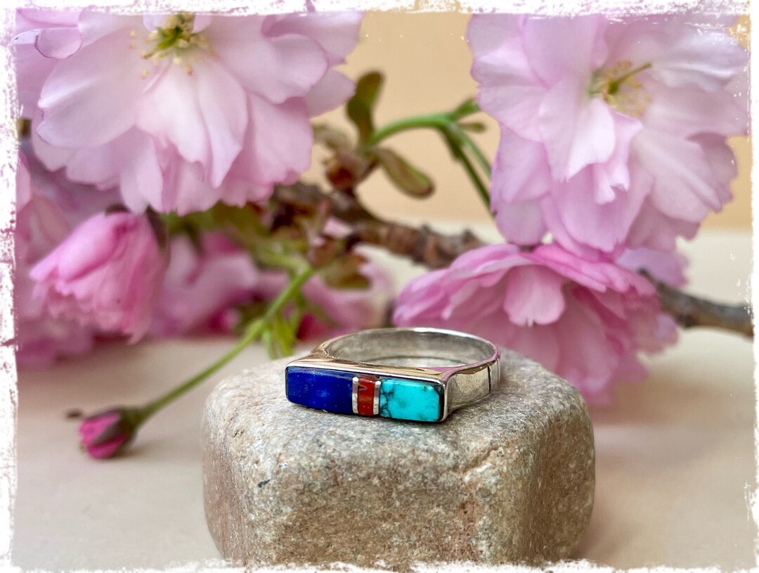 Vintage Native American Inlay Ring Size 7 - Etsy