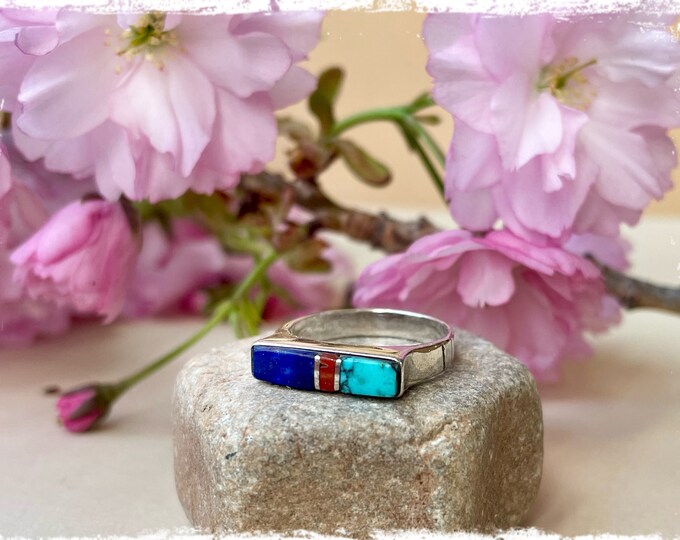 Vintage Native American Inlay Ring Size 7 - Etsy