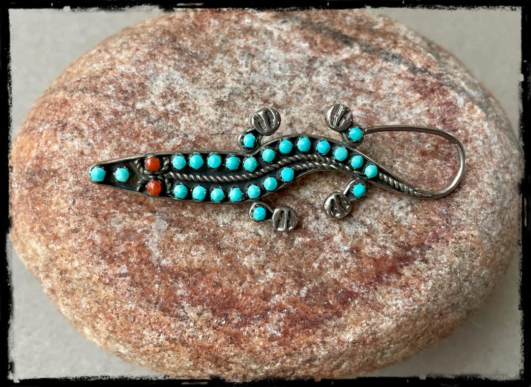 Vintage Native American Lizard Brooch/pendant by Zuni Artist Alonzo ...