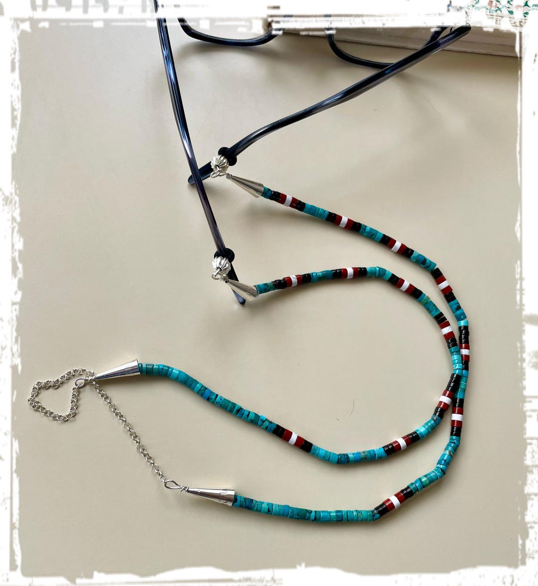 Native American Heishi Eyeglasses Holder (turquoise) - Etsy