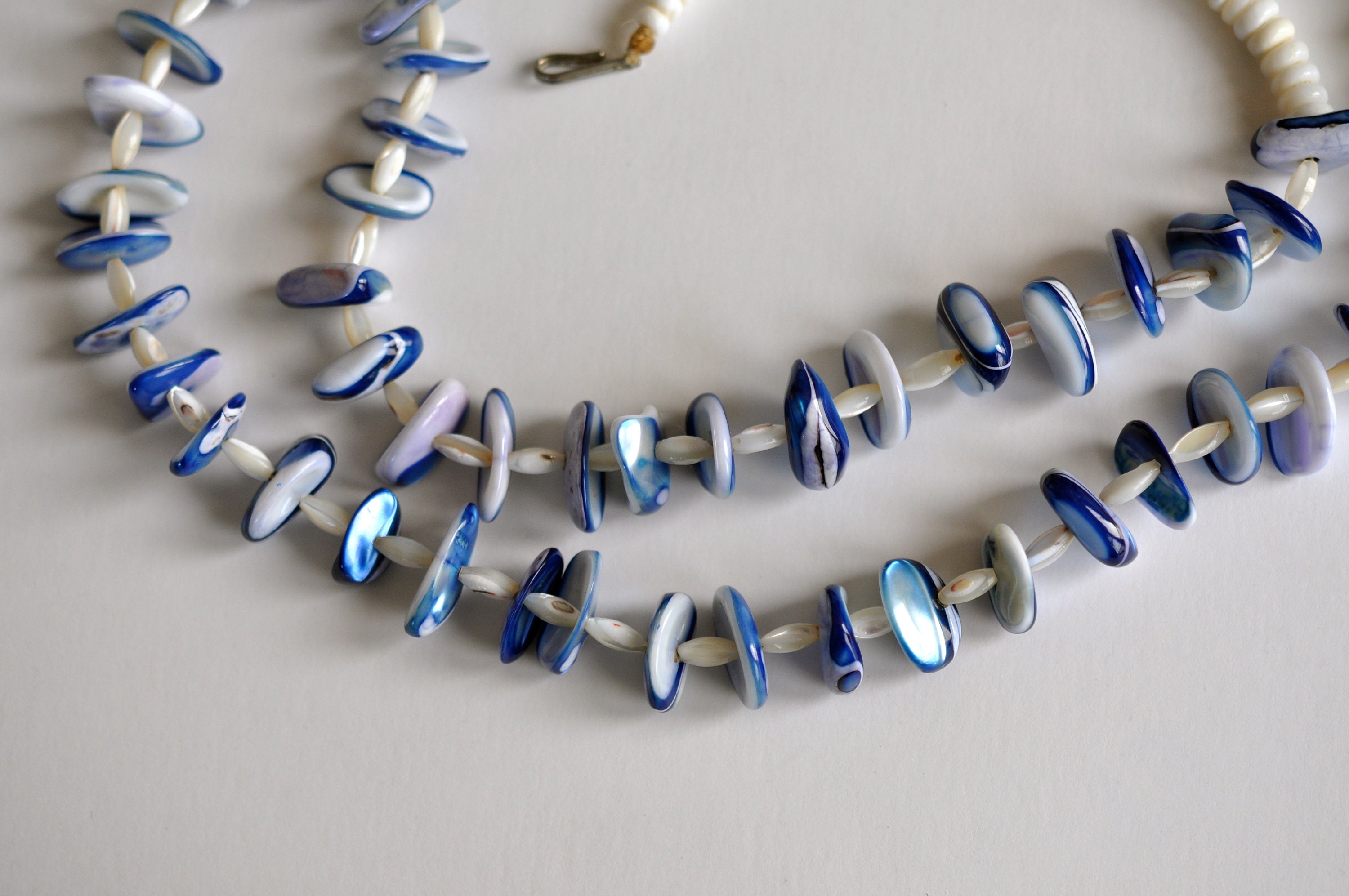 Vintage Native American White and Blue Sea Shell Beaded | Etsy