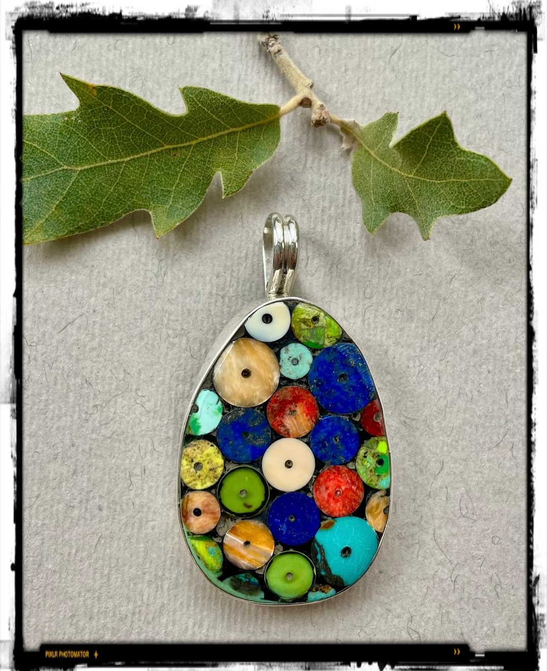 Native American Multi Stone Mosaic Inlay Pendant by Ronald Chavez - Etsy