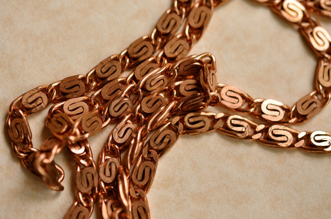 Vintage Solid Copper Chain Necklace 24 Long - Etsy