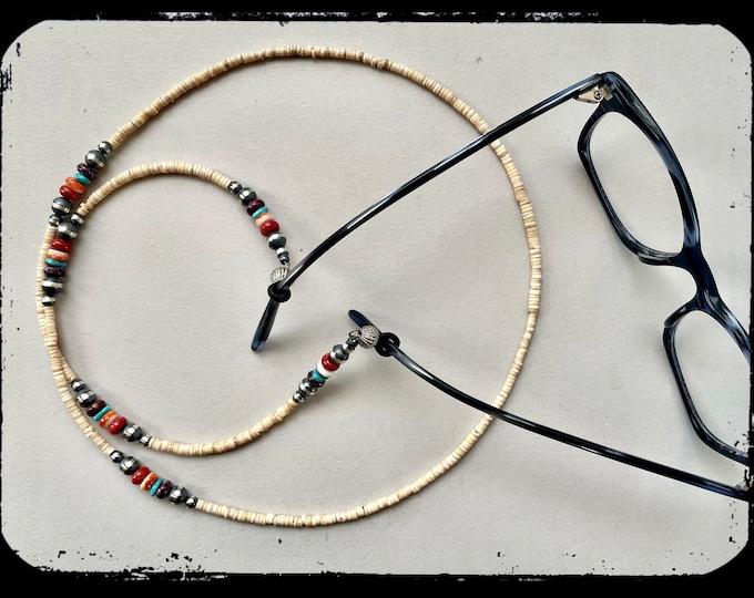 Native American Heishi Eye Glasses Holder With Multi Stone and Navajo ...