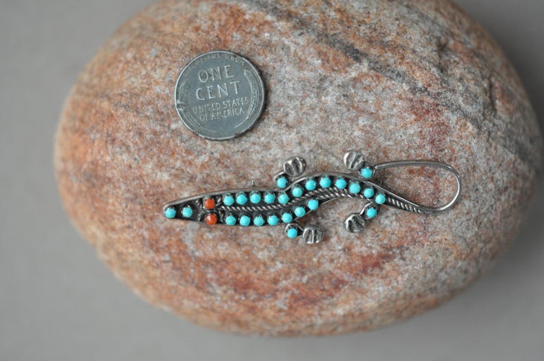 Vintage Native American Lizard Brooch/pendant by Zuni Artist Alonzo ...