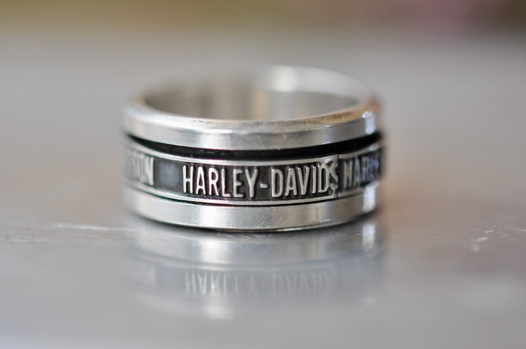 Vintage Sterling Silver "harley Davidson" Spinner Ring Size 11 - Etsy