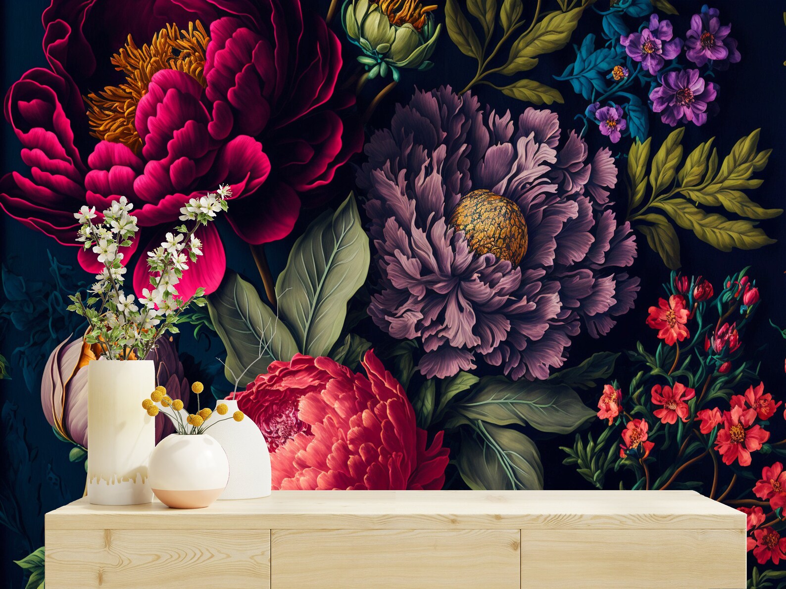 Bold Accent Wall Floral Wallpaper Peel and Stick Wallpaper Removable ...