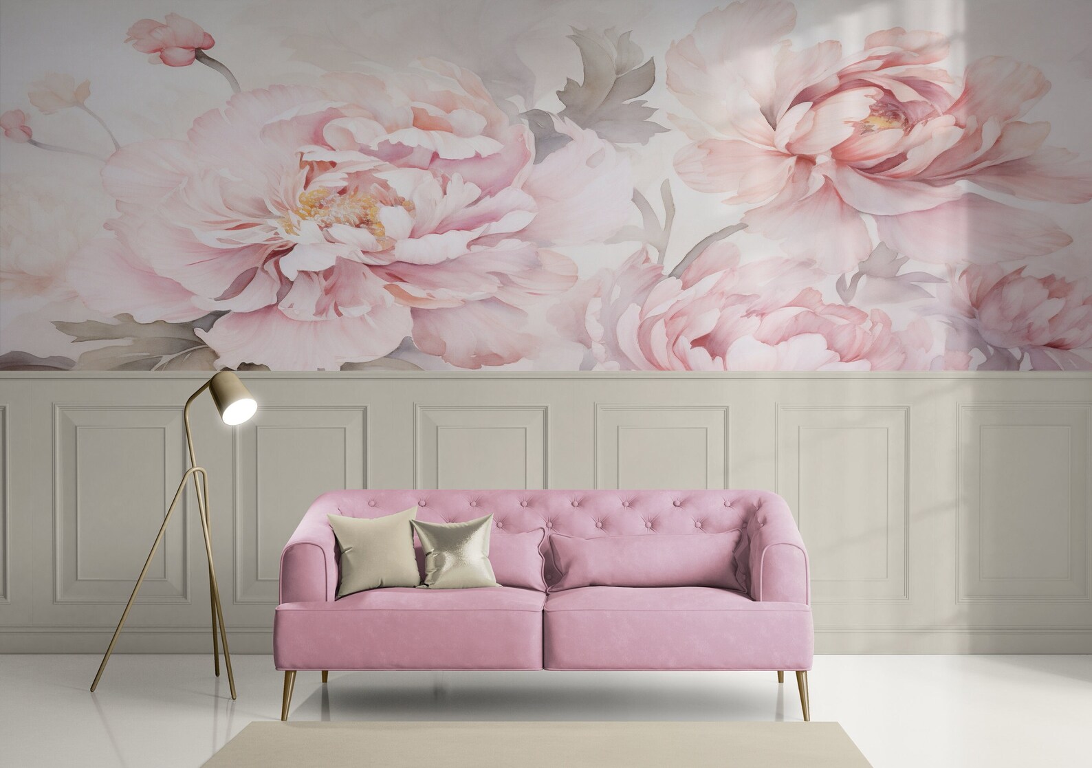 Pink Accent Wall Floral Mural Wallpaper Peel and Stick Wallpaper ...