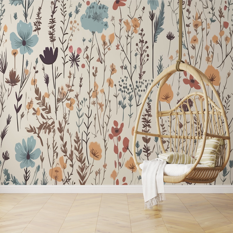 Wild Flowers Wallpaper Peel and Stick Wallpaper Removable Traditional ...