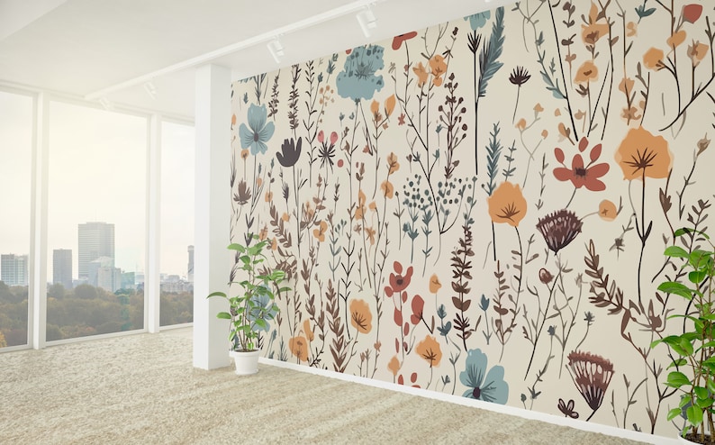 Wild Flowers Wallpaper Peel and Stick Wallpaper Removable Traditional ...