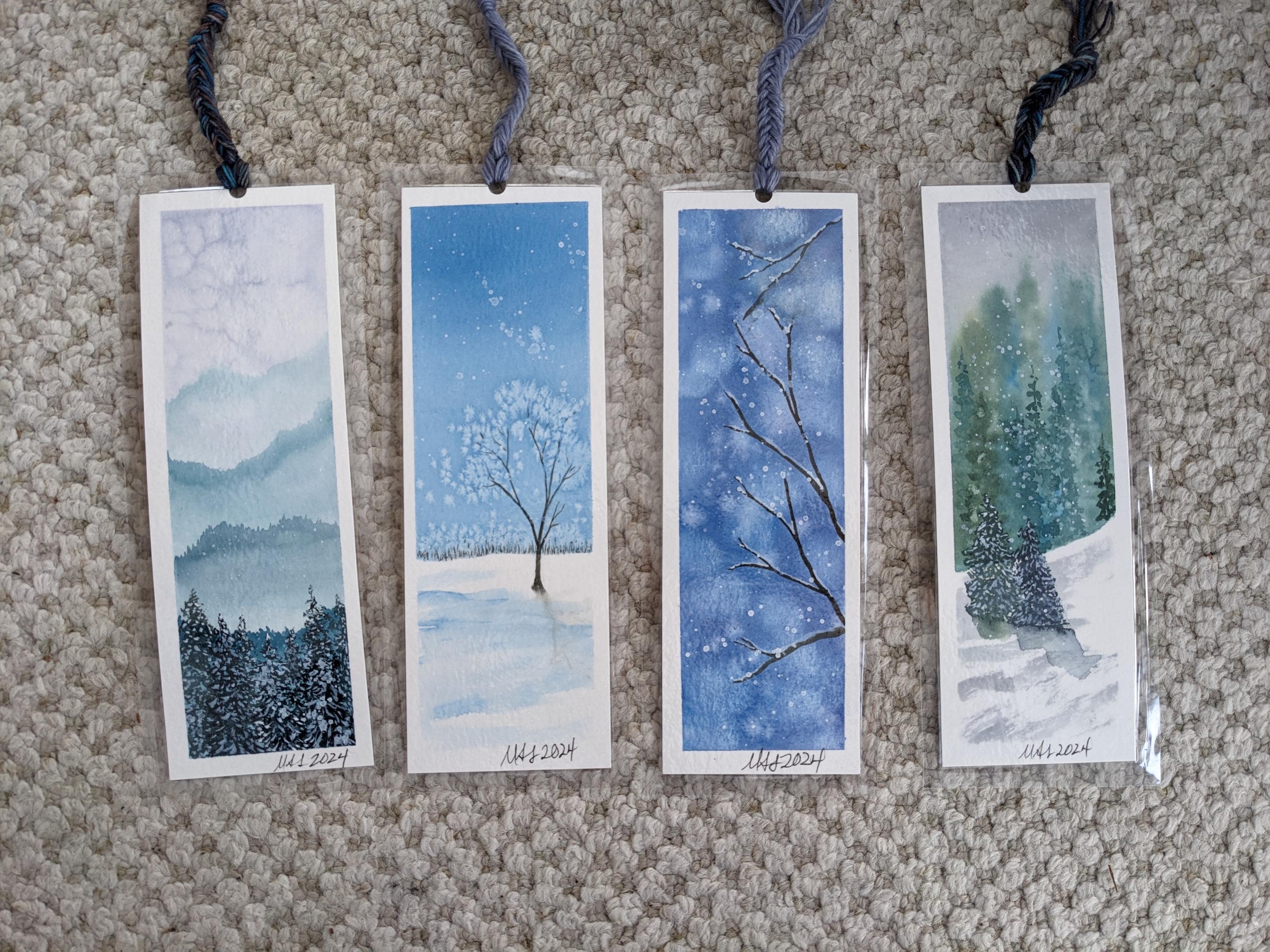 Original Winter Themed Watercolor Bookmark - Etsy