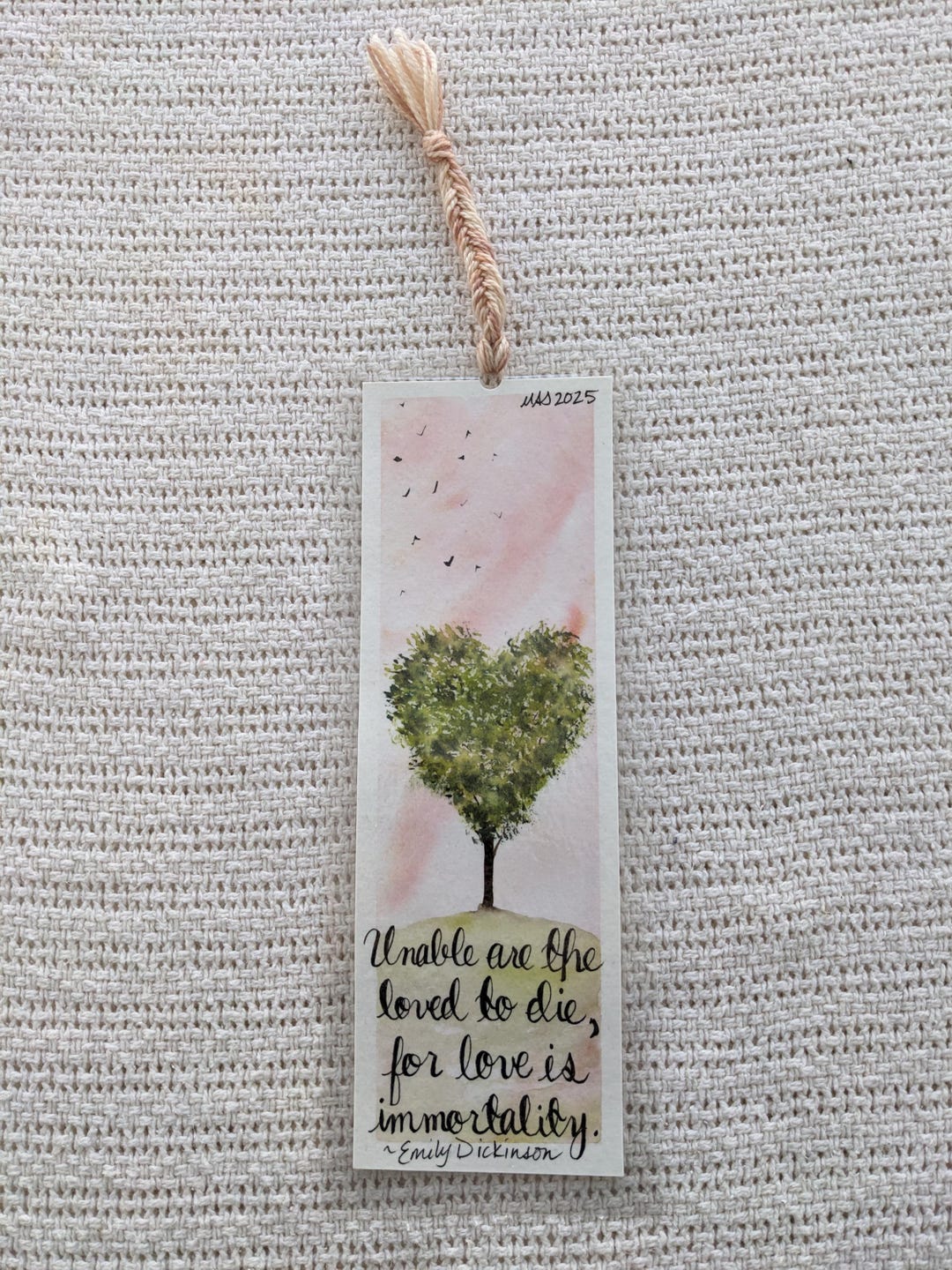 Emily Dickinson Quote Bookmark: Hand-lettered Watercolor Heart Tree - Etsy