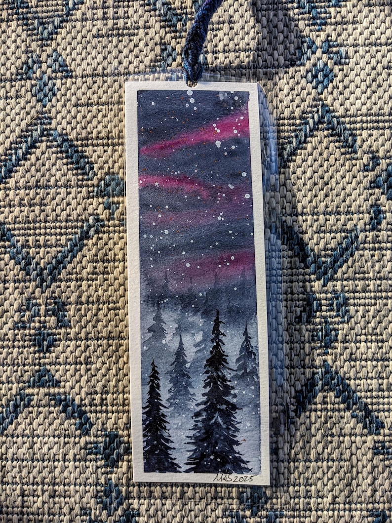 Original Winter Themed Watercolor Bookmark - Etsy