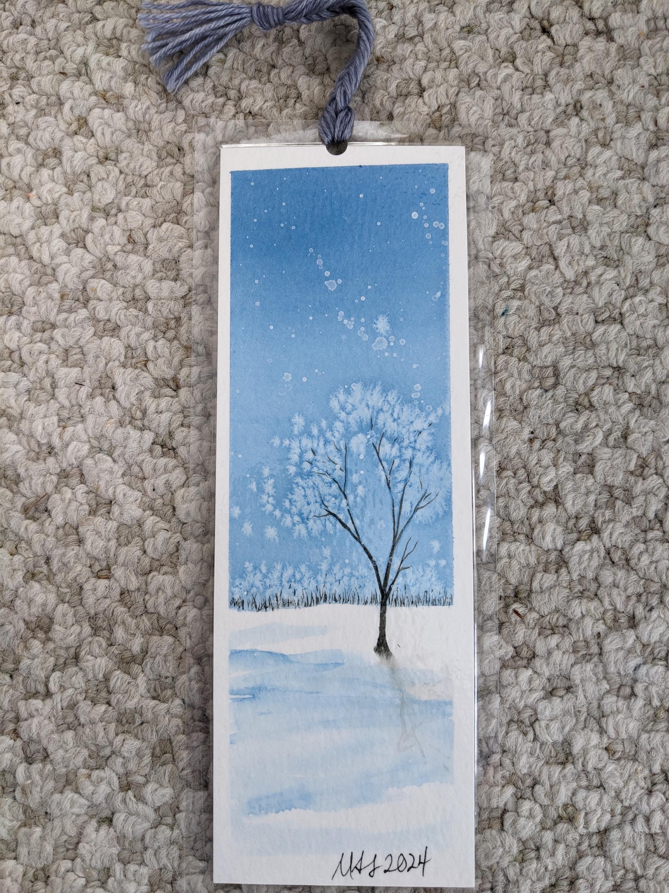 Original Winter Themed Watercolor Bookmark - Etsy