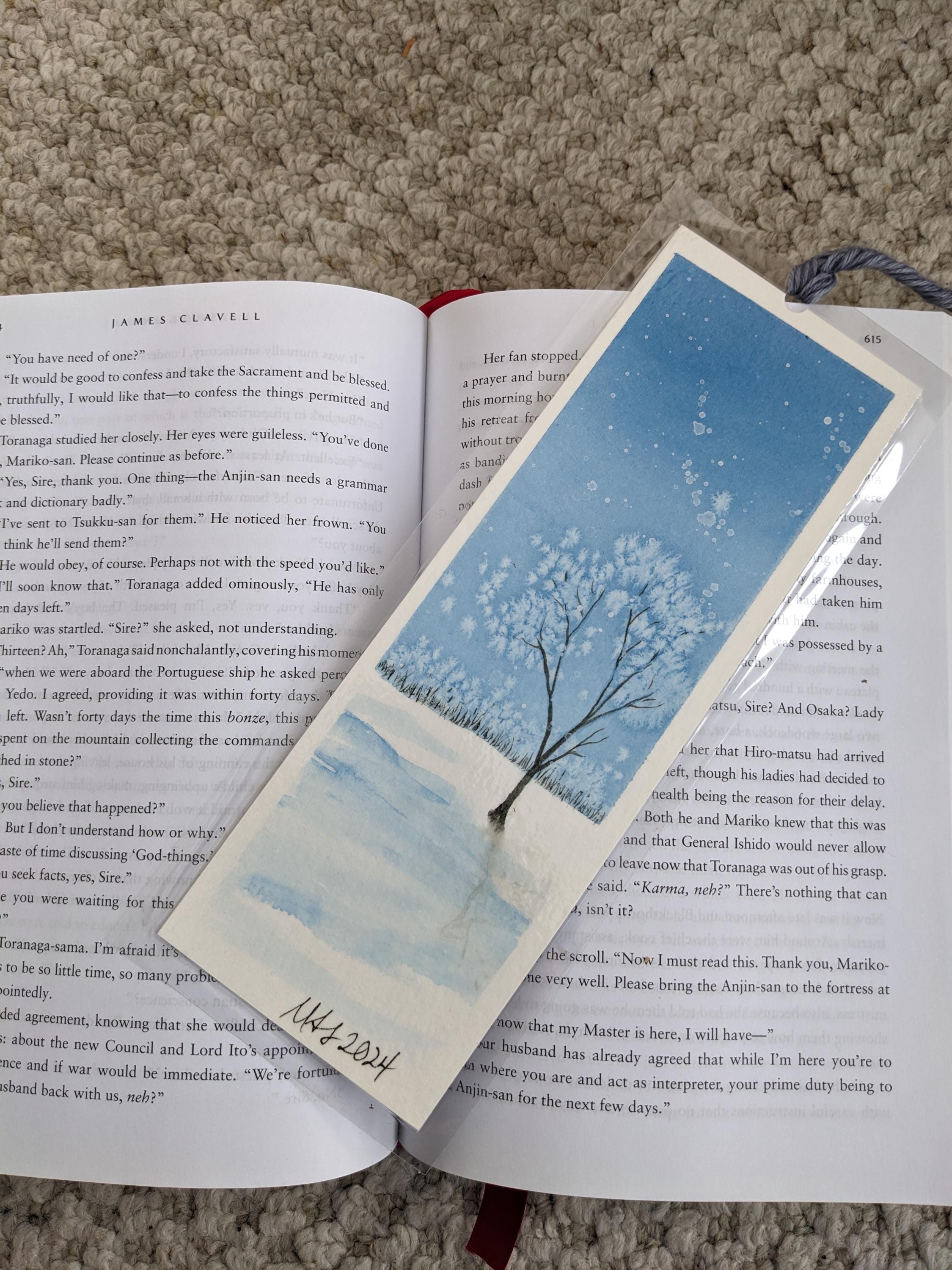 Original Winter Themed Watercolor Bookmark - Etsy