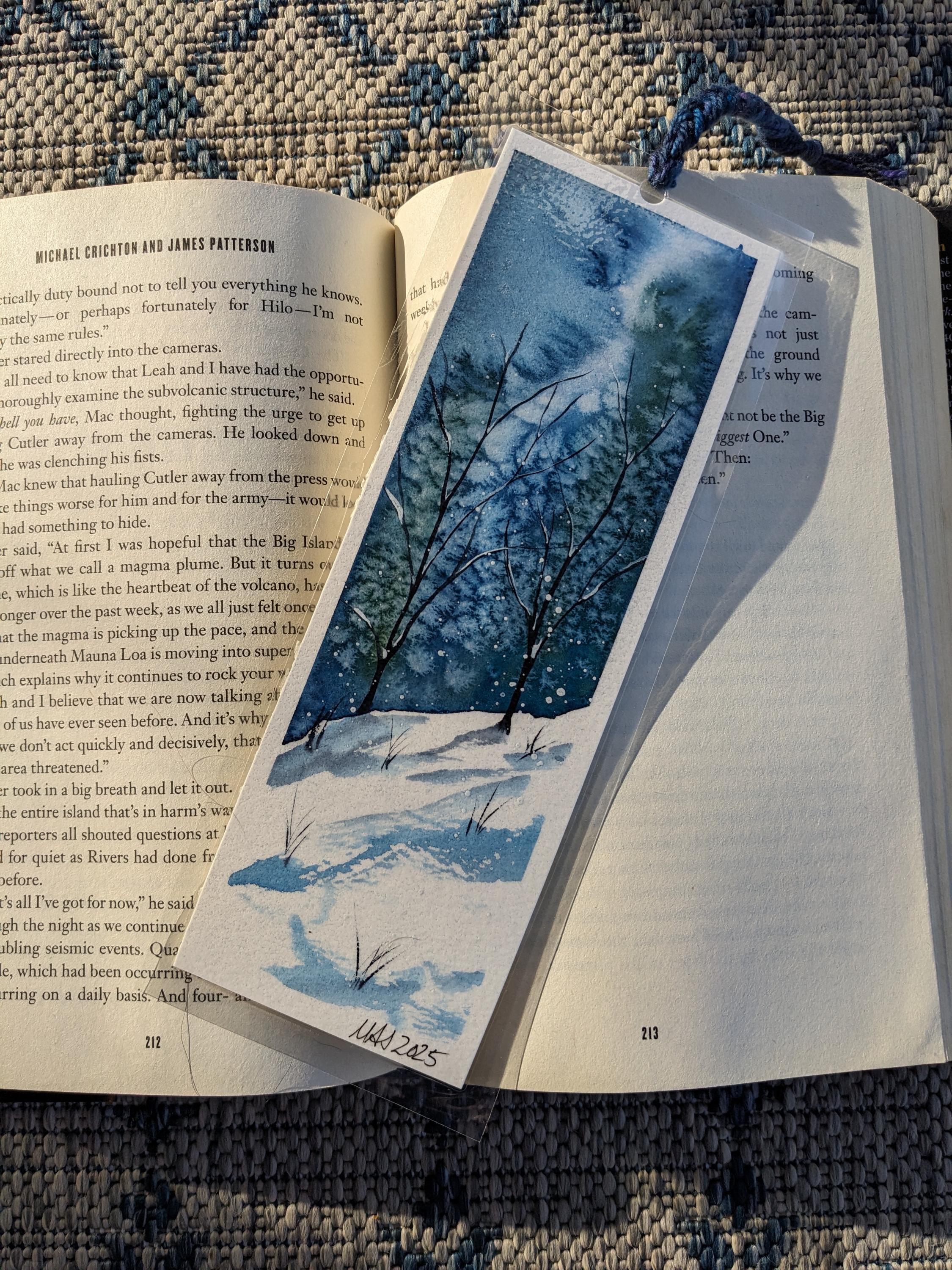 Original Winter Themed Watercolor Bookmark - Etsy