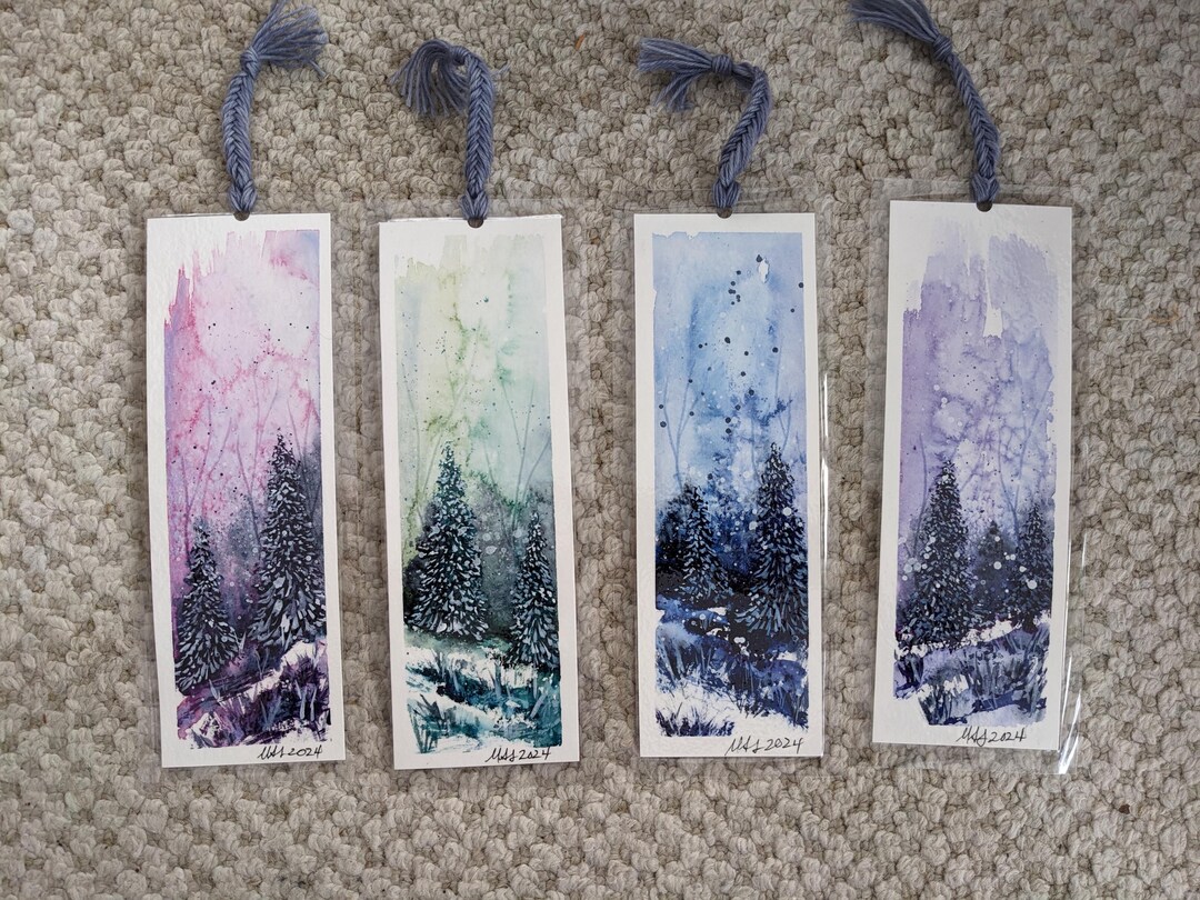 Original Atmospheric Winter Wonderland Watercolor Bookmark - Etsy