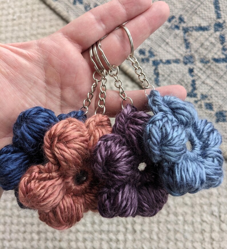 Puffy Flower Crochet Keychain, Bag Charm, Finished Item - Etsy