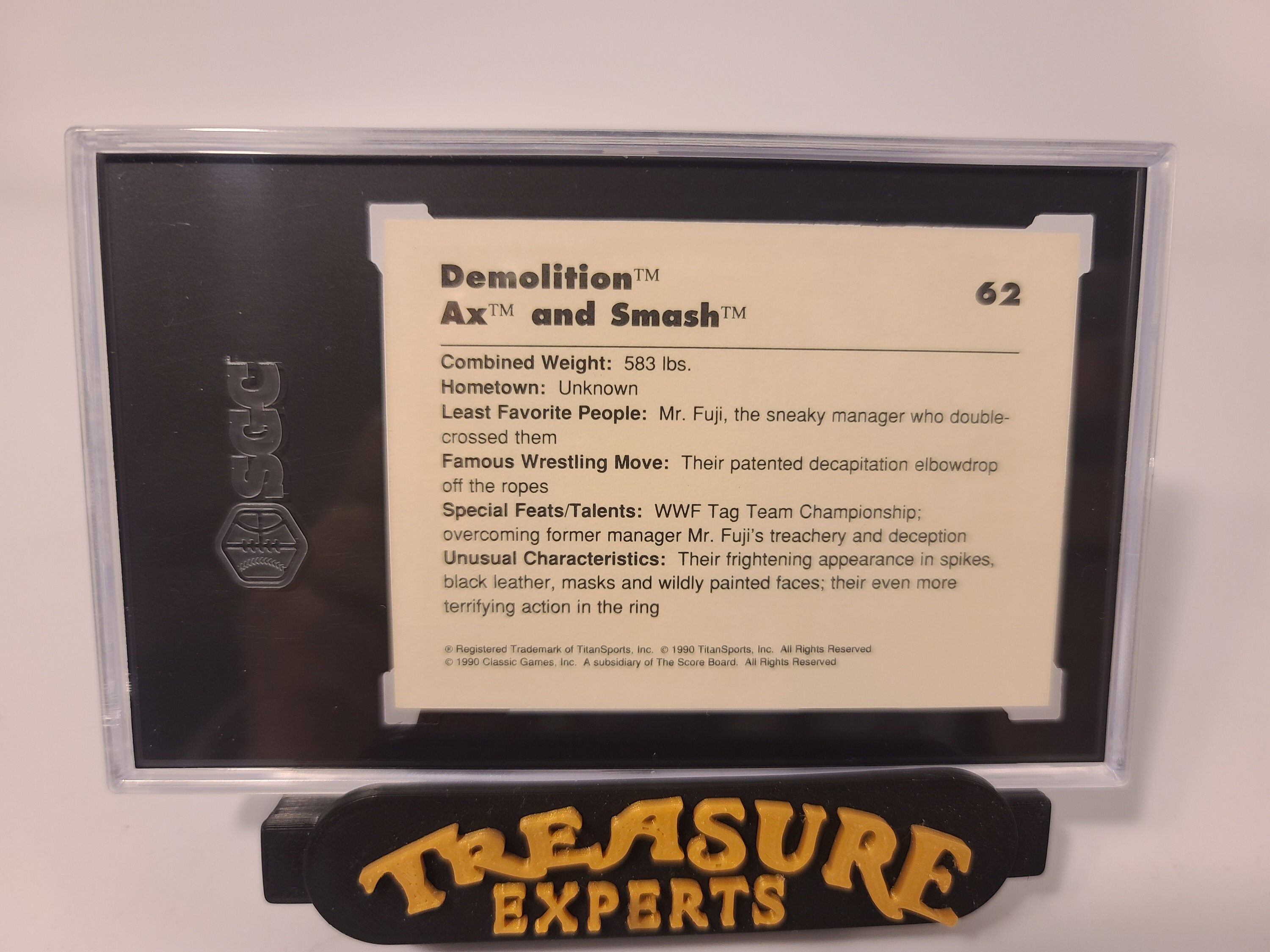 1990 Classic WWF 62 Axe of Demolition SGC 9.5 Mint Plus Wretling Card ...