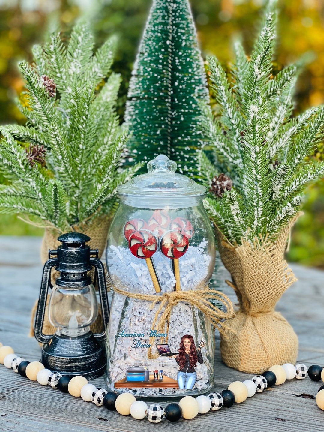 Christmas Gumball Machine Filler, Wooden Peppermint Lollipop Cutouts ...