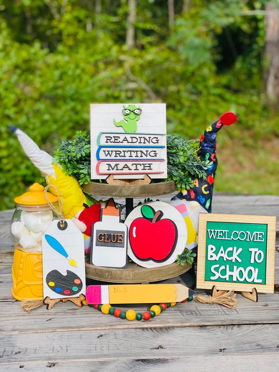 Back to School Tiered Tray Set Mini Signs Teacher Decor | Etsy