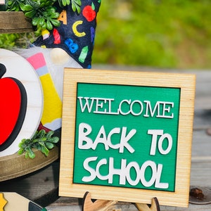 Back to School Tiered Tray Set, Mini Signs, Teacher Decor, Classroom ...