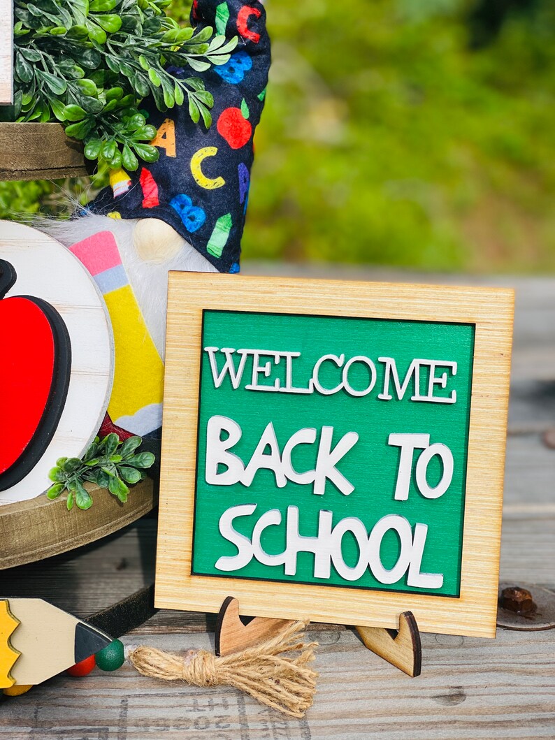 Back to School Tiered Tray Set Mini Signs Teacher Decor | Etsy