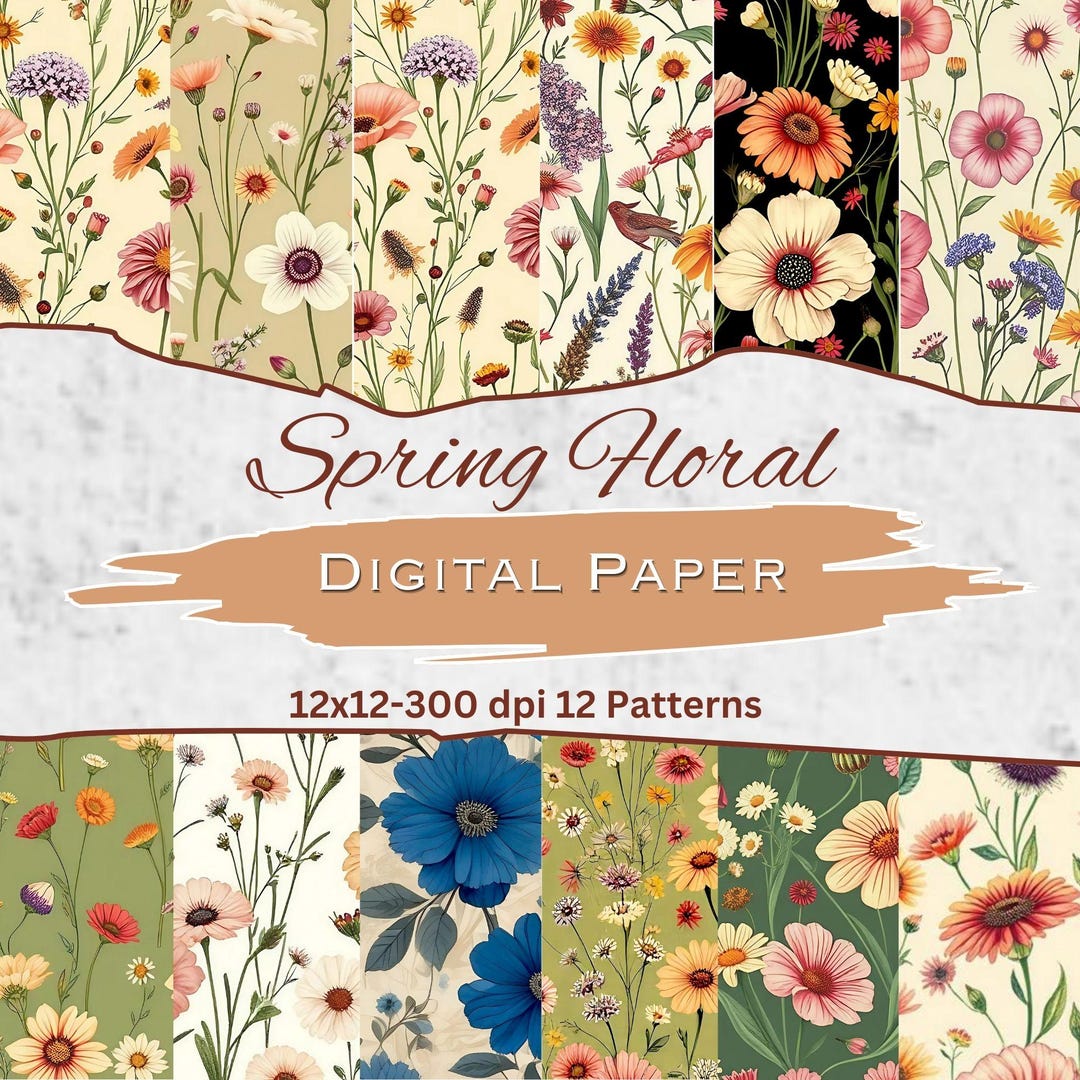 Spring Floral Digital Paper – Watercolor Patterns, Scrapbooking ...