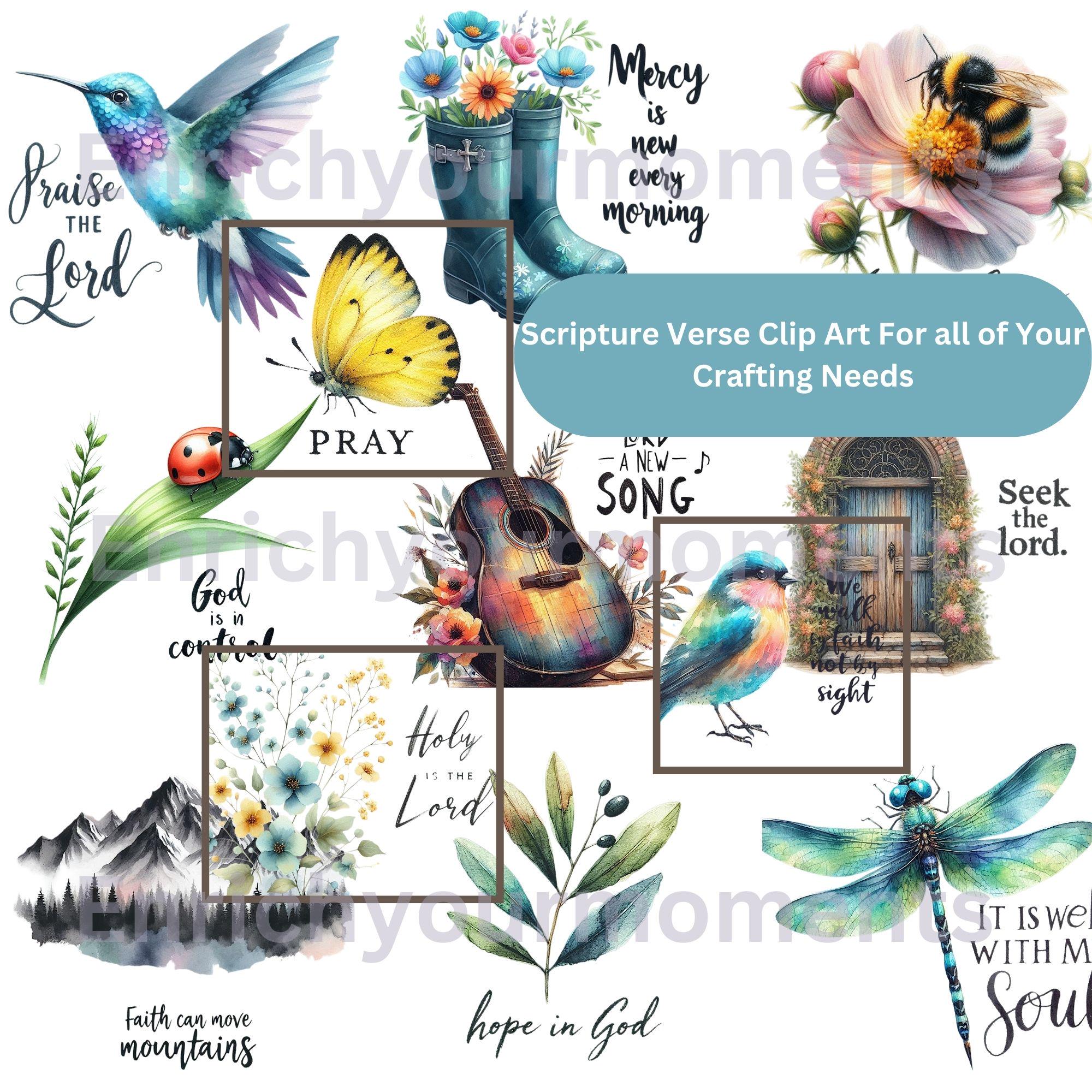 Scripture Verse Clipart - Transparent - Watercolor - Printable PNG ...