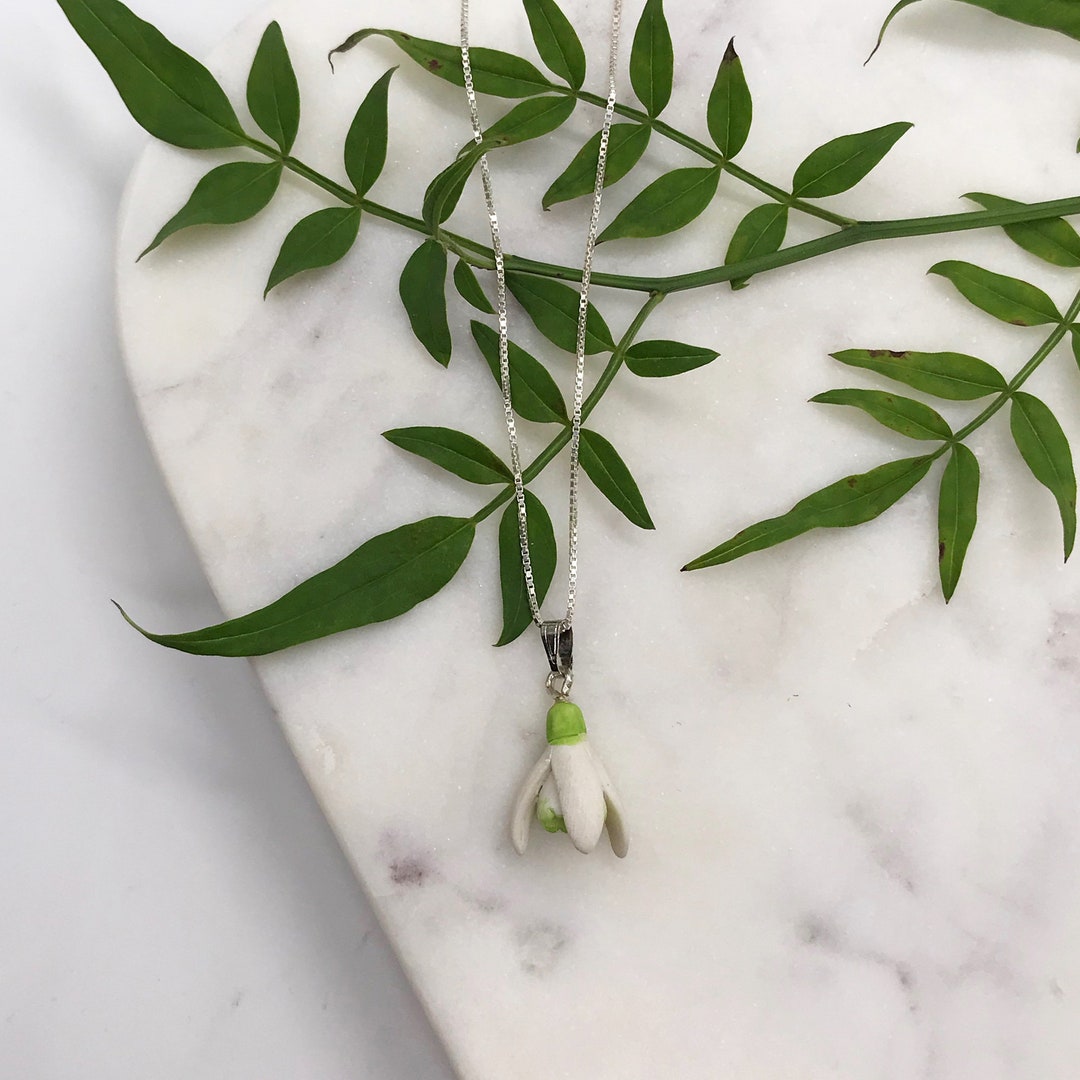 Porcelain Snowdrop Necklace/ Snowdrop Necklace/ Snowdrop Pendant ...