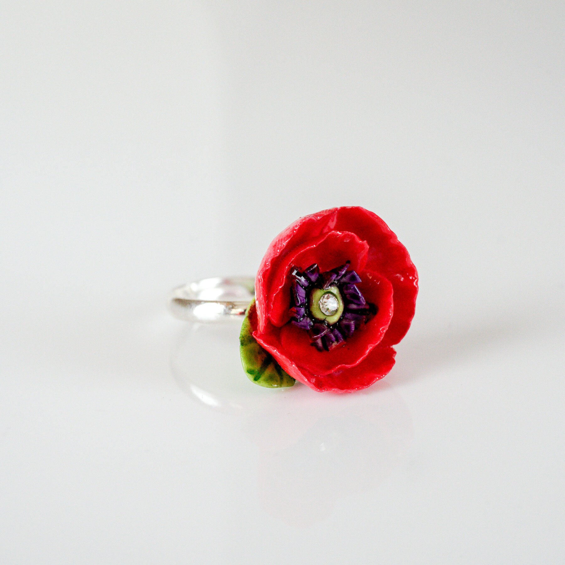 Porcelain Red Poppy Ring/ Poppy Ring/ Ring/ Porcelain Ring/ | Etsy UK