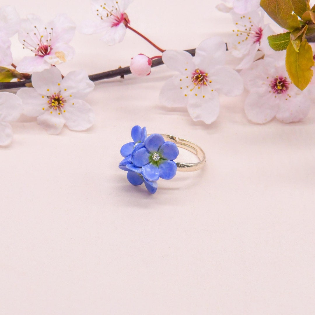 Porcelain Forget Me Not Ring/ Forget Me Not Ring/ Ring/ Porcelain Ring ...