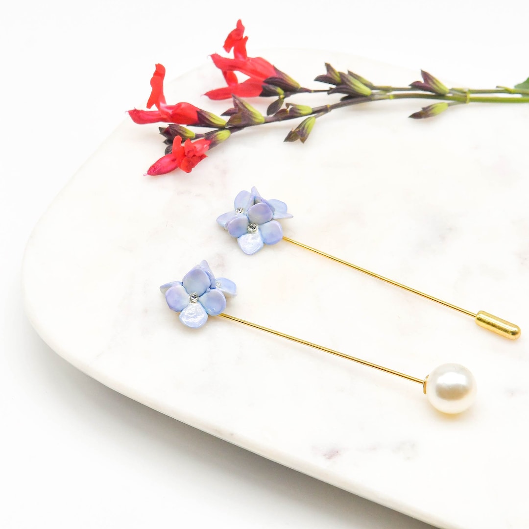 Porcelain Blue Hydrangea Pin Brooch/ Flower Pin/ Wedding Pin Brooch ...