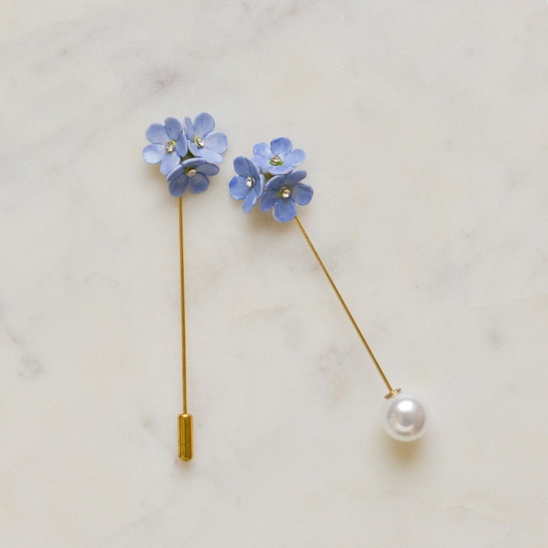 Porcelain Forget Me Not Pin Brooch/wedding Brooch/ Blue Flower Brooch ...