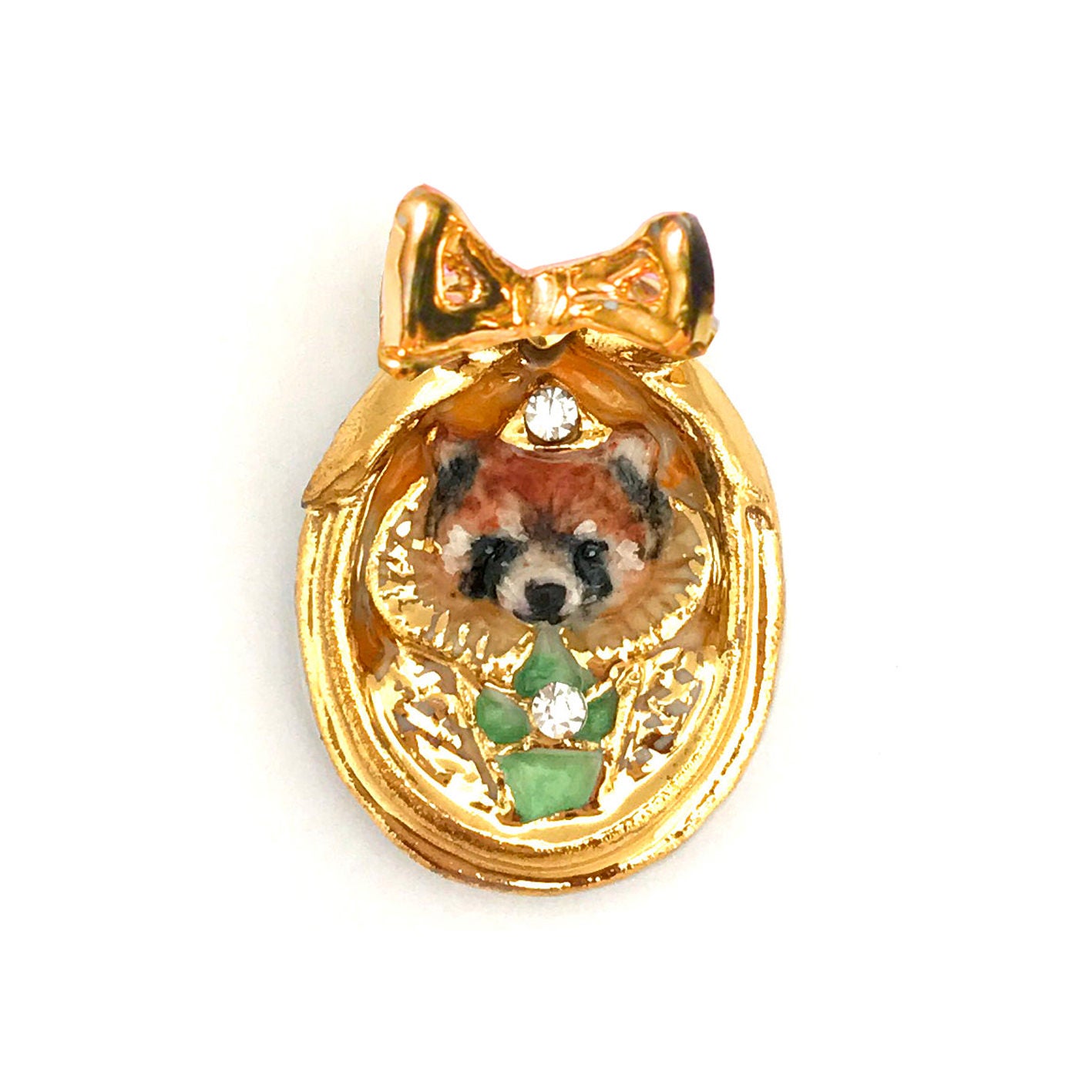 Small Porcelain Red Panda Cameo Brooch/ oval shape brooch/ Red | Etsy