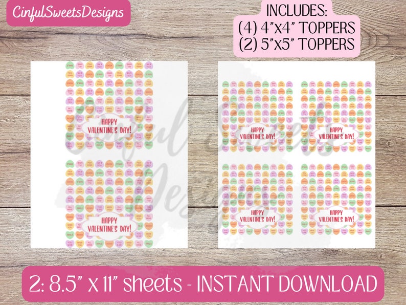 Candy Hearts Be Mine XOXO You & Me Cookie Bag Topper / Valentine ...