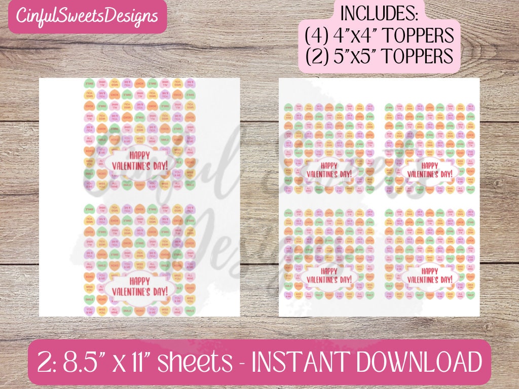 Candy Hearts Be Mine XOXO You & Me Cookie Bag Topper / Valentine ...