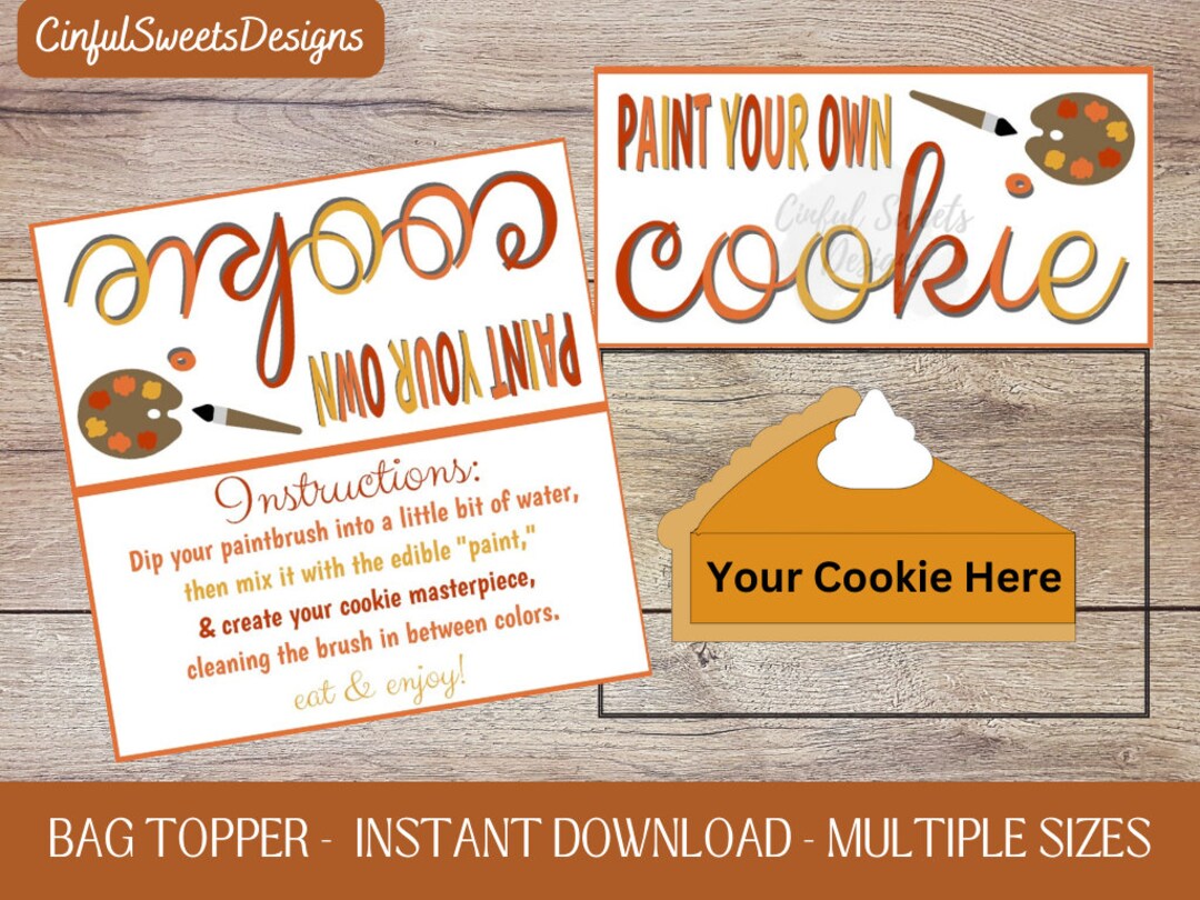 Thanksgiving PYO Paint Your Own Cookie Bag Topper / Thanksgiving ...