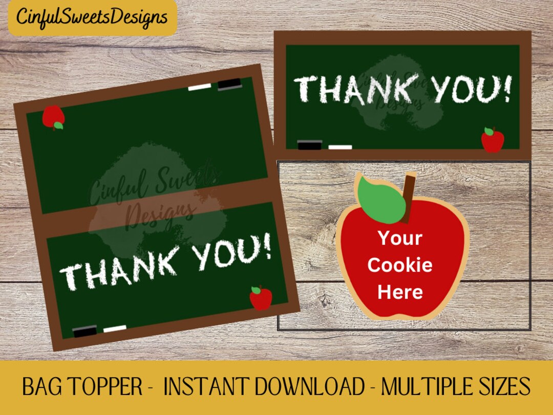 Thank You Back to School Cookie Topper / Teacher Appreciation / School ...