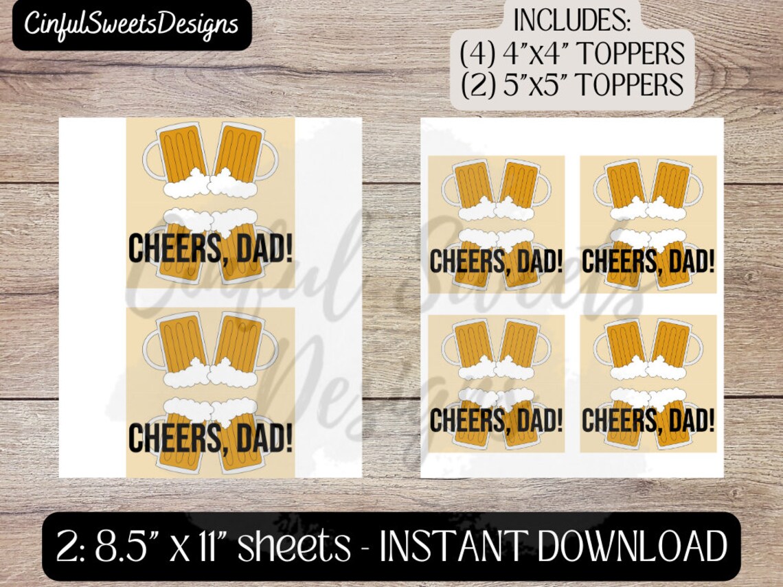 Cheers, Dad! Happy Father's Day Beer Cookie Bag Topper / Happy Fathers ...