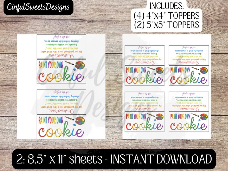 Rainbow Paint Your Own PYO Cookie Topper / Paint Your Own Cookie ...