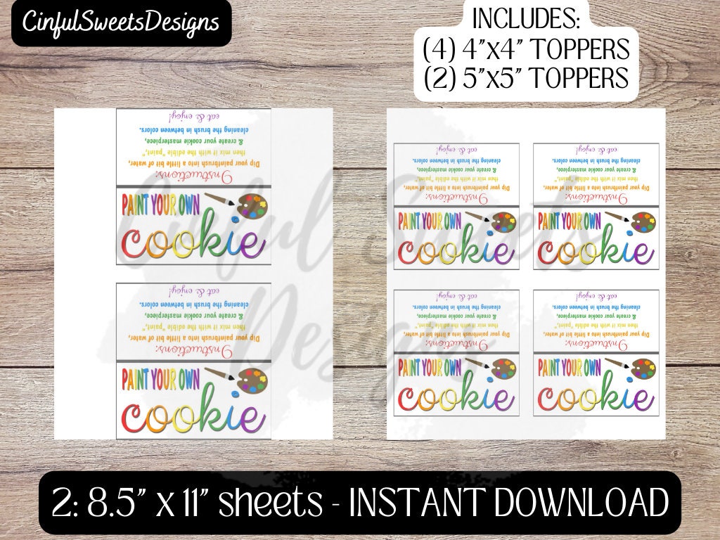 Rainbow Paint Your Own PYO Cookie Topper / Paint Your Own Cookie ...