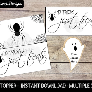 No Tricks Just Treats Cookie Bag Topper / Halloween / - Etsy