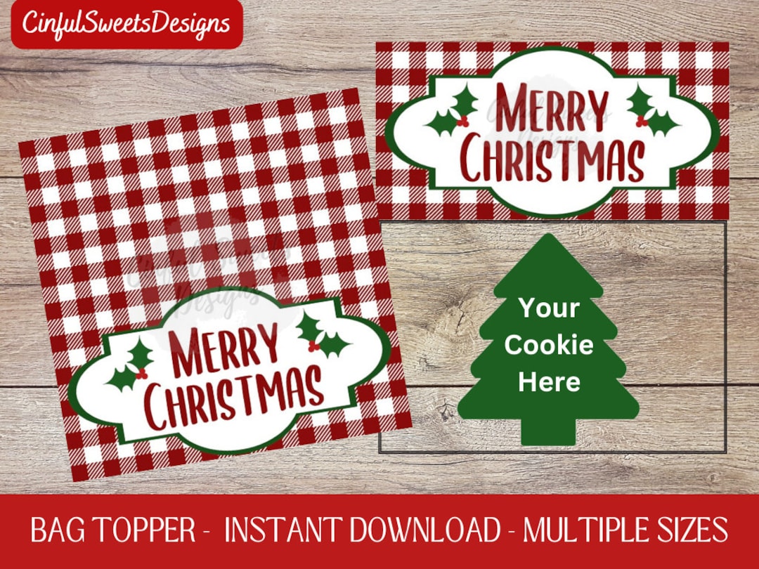 Merry Christmas Cookie Bag Topper / Christmas / Printable Treat Bag ...