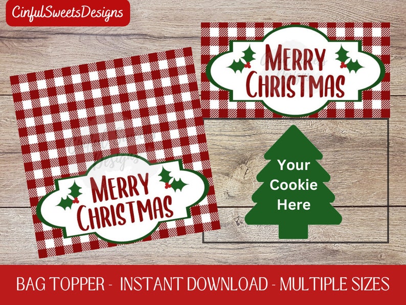 Merry Christmas Cookie Bag Topper / Christmas / Printable Treat Bag ...