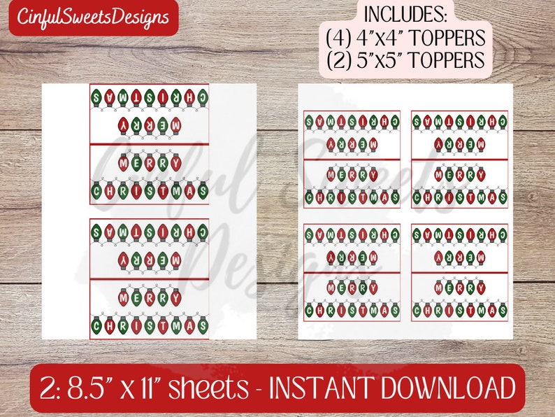 Merry Christmas Lights Cookie Bag Topper / Christmas / Printable Treat ...
