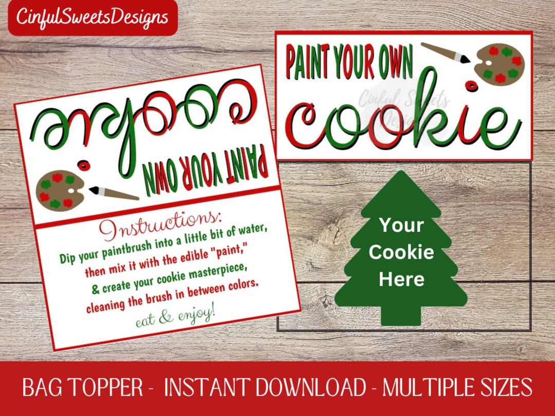 Christmas PYO Paint Your Own Cookie Bag Topper / Christmas / Printable ...