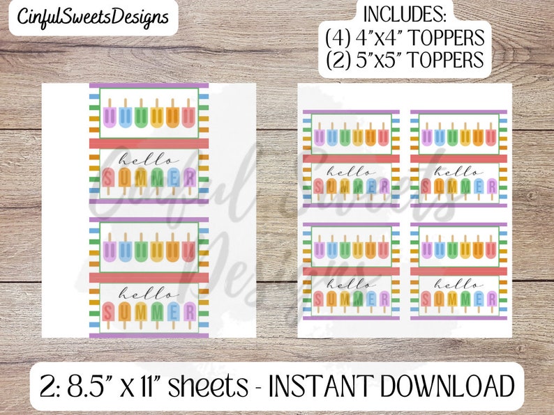 Hello Summer Popsicle Stripe Cookie Bag Topper / Happy Summer ...