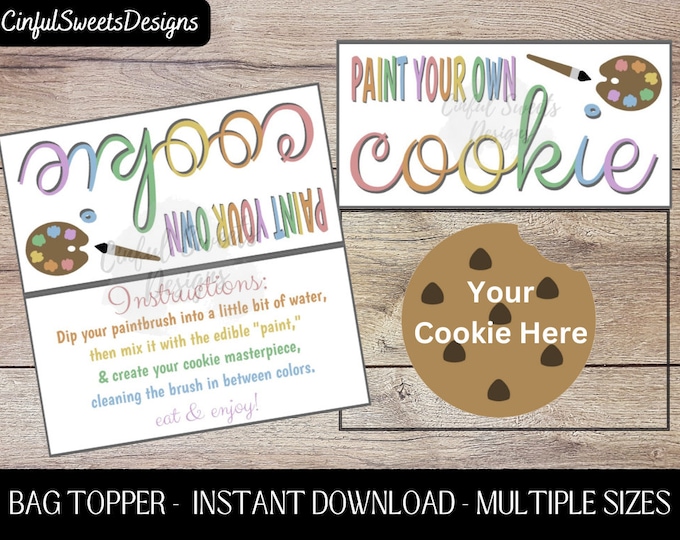 Instant Download Paint Your Own Cookie Bag Topper Printable, Colorful ...