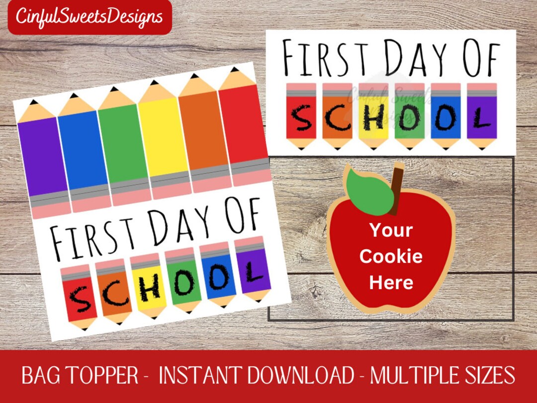 First Day of School Back to School Cookie Topper / Teacher Appreciation ...